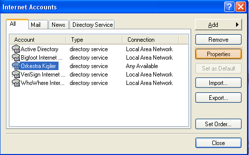 LDAP Adres Defteri Kurulumu : OUTLOOK Expess